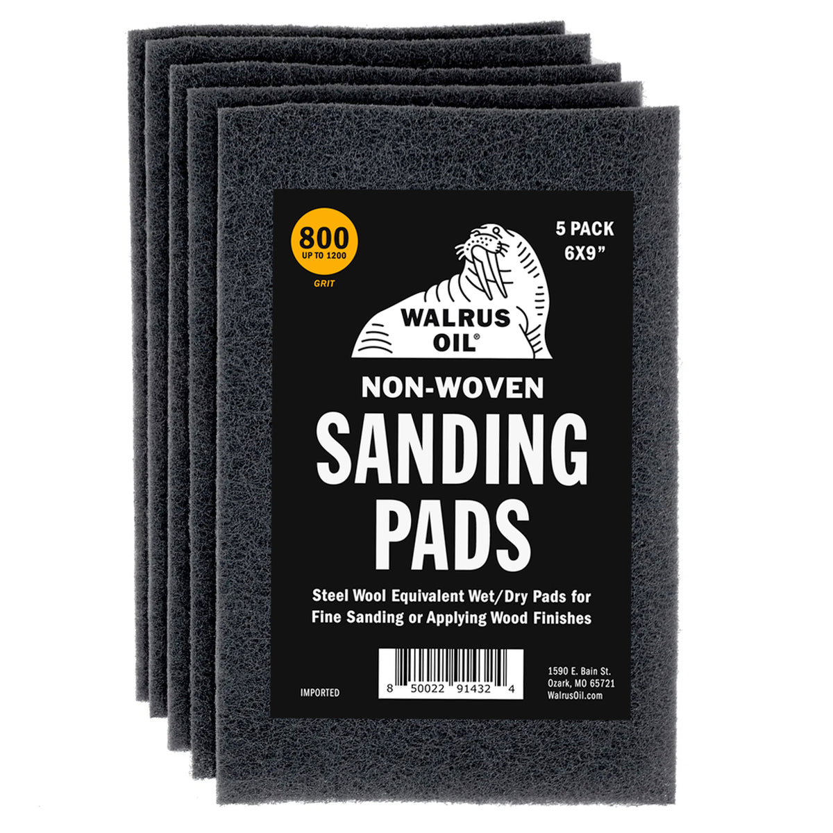 Non-Woven Sanding Hand Pads, 800 Grit– Walrus Oil